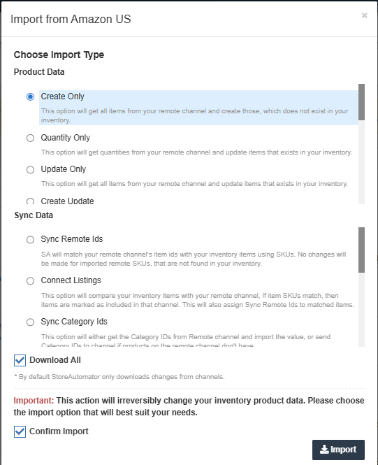 How to Import Products from the Remote Channel by Create Only mode ...