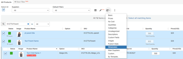Exporting Dimensions – StoreAutomator